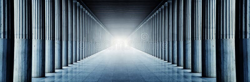 Long colonnade with light stock image. Image of museum - 63156653