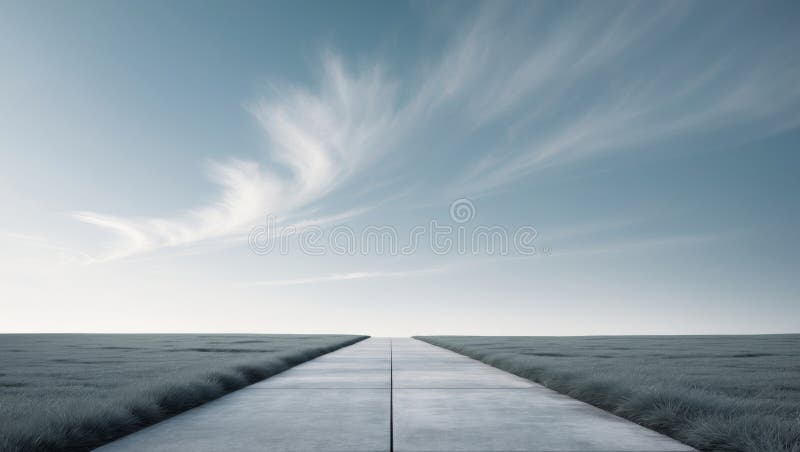 A Long Concrete Path Leading into a Bright Overcast Sky. Stock Image ...