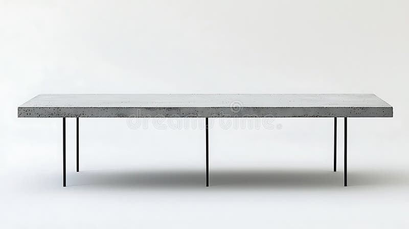 Long Concrete Table with Black Legs Stock Illustration - Illustration ...