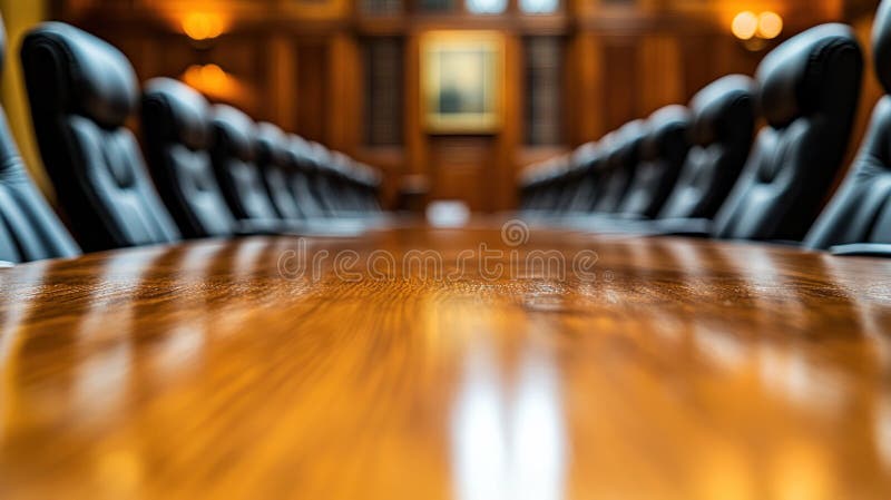 Long Conference Table with Leather Chairs Stock Illustration ...