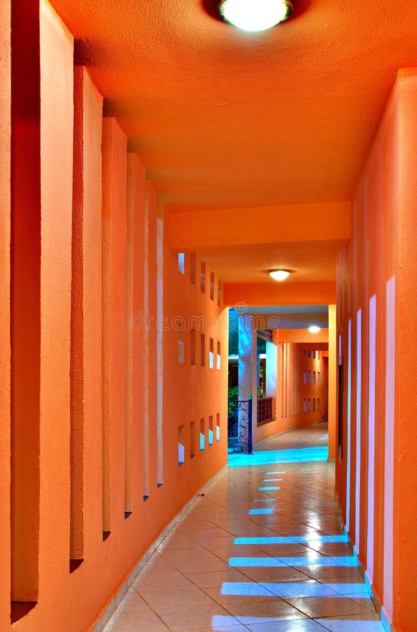 Long corridor stock image. Image of palm, mystery, vacations - 11991249