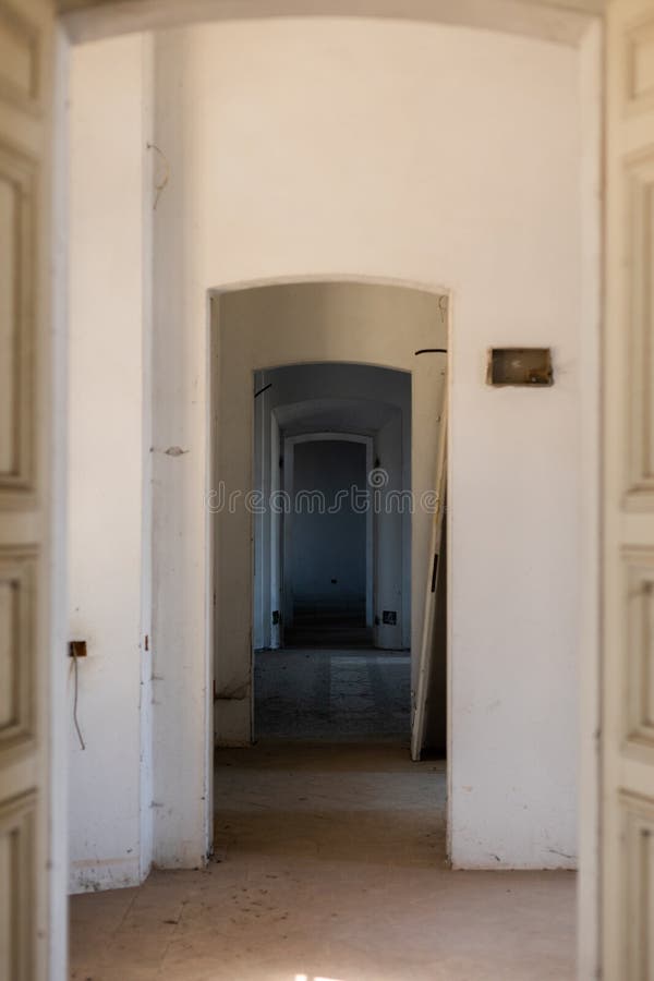 Long Corridor with Arches in an Old House in Europe Stock Photo - Image ...