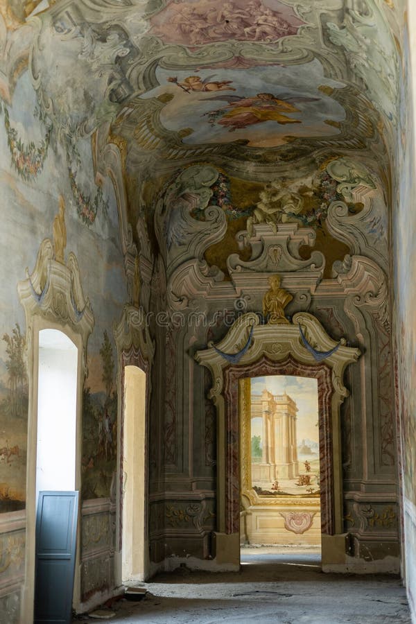 Long Corridor with Arches in an Old House in Europe Stock Image - Image ...