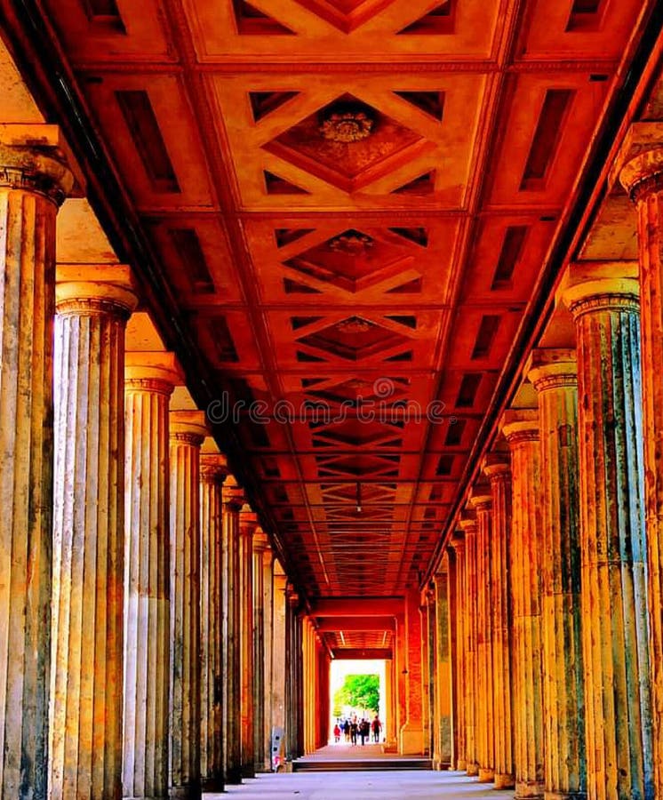 A Long Corridor of Columns with Beutiful Architecture, Germany ...