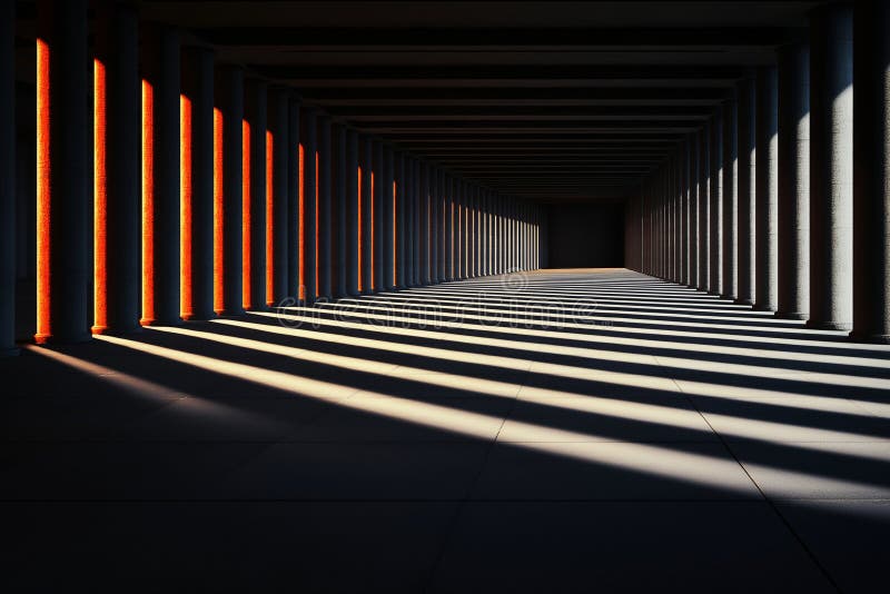 Long Corridor with Concrete Columns Creates Striking Abstract Interior ...