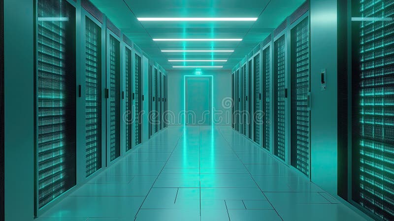Long Corridor in a Data Center. Stock Illustration - Illustration of ...