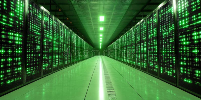 Data Center Multiple Rows Operational Server Racks. Modern ...