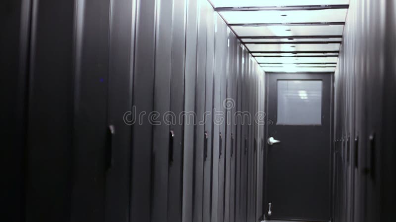Long Corridor with Doors Black Racks for Stock Video - Video of light ...