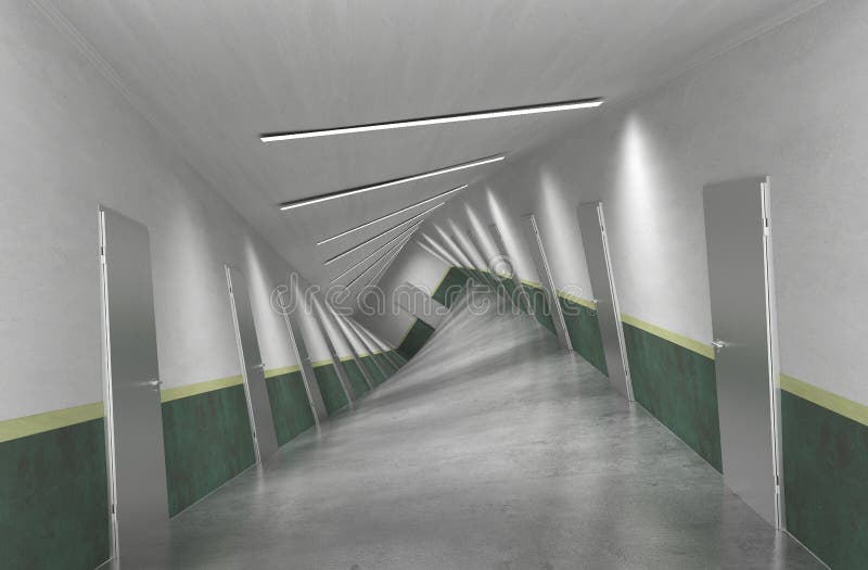 Long Corridor, Interior Visualization, 3D Illustration Stock ...