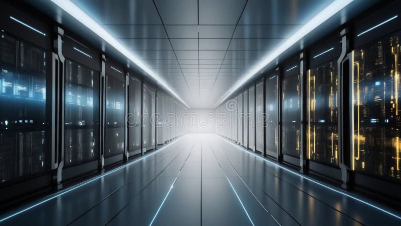 Long Corridor with Doors in a Laboratory Stock Illustration ...