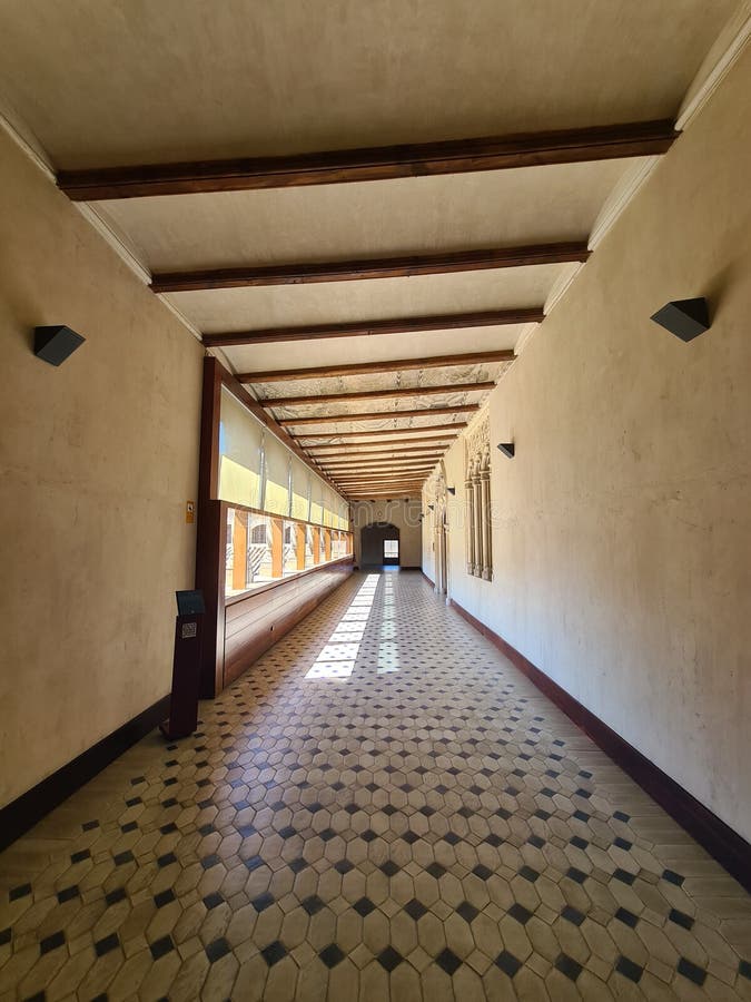 Long Corridor in Historic Building Architecture Background Stock Image ...