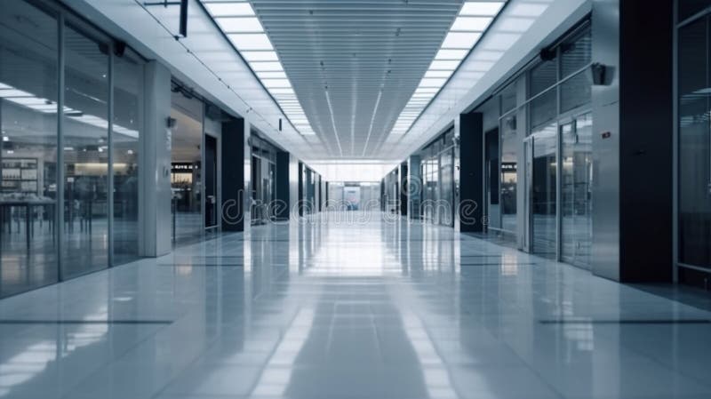 A Long Corridor in a Hospital with Various Procedural Rooms. Generative ...