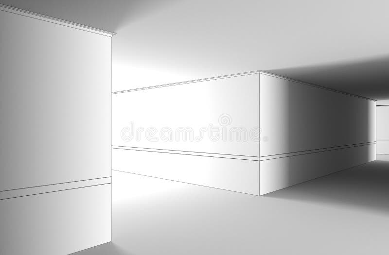 Long Corridor, Interior Visualization, 3D Illustration Stock ...