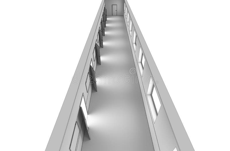 Long Corridor, Interior Visualization, 3D Illustration Stock ...