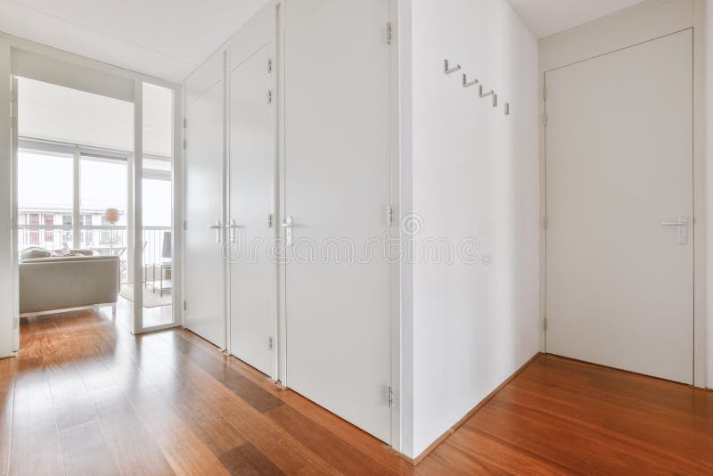 Long Corridor in Modern Apartment Stock Image - Image of apartment ...