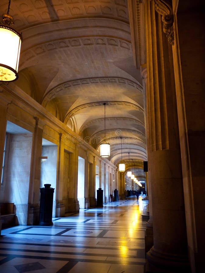Long Corridor with Natural and Artificial Light Stock Image - Image of ...