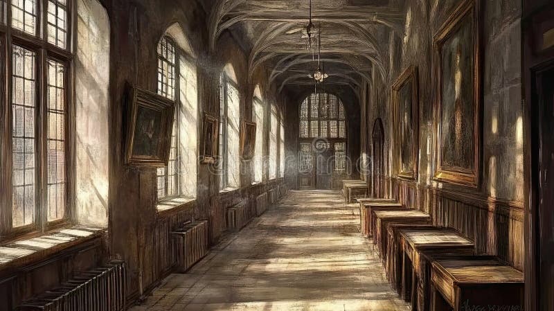 Long Corridor in an Old Building. Concept of History, Mystery, and ...