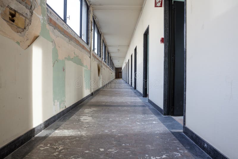 A Long Corridor in Old Building Stock Image - Image of passage ...