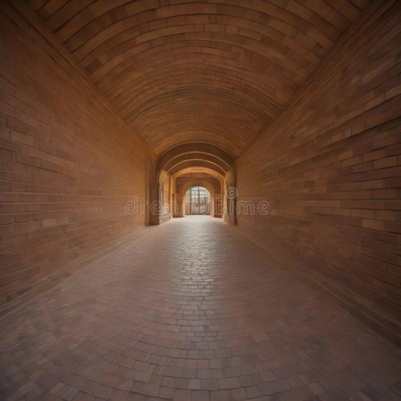 A Long Corridor in an Old Building with a View of the Tunnel. Ai ...