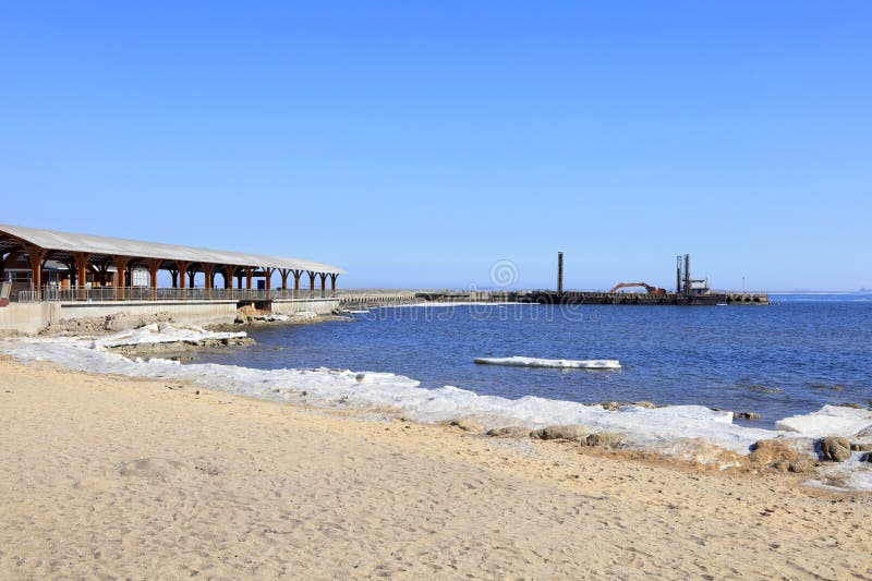 Long Corridor in the Seaside Stock Image - Image of corridors, rail ...
