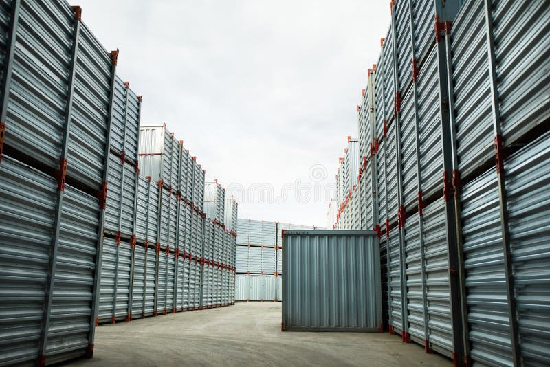 Container corridor stock image. Image of logistic, service - 118081591