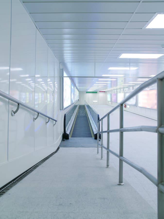 Travelator and Long Corridor Stock Photo - Image of entrance, life ...