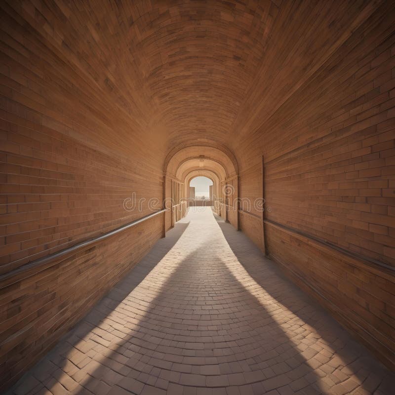 Long Corridor in the Tunnel. Perspective View Stock Illustration ...