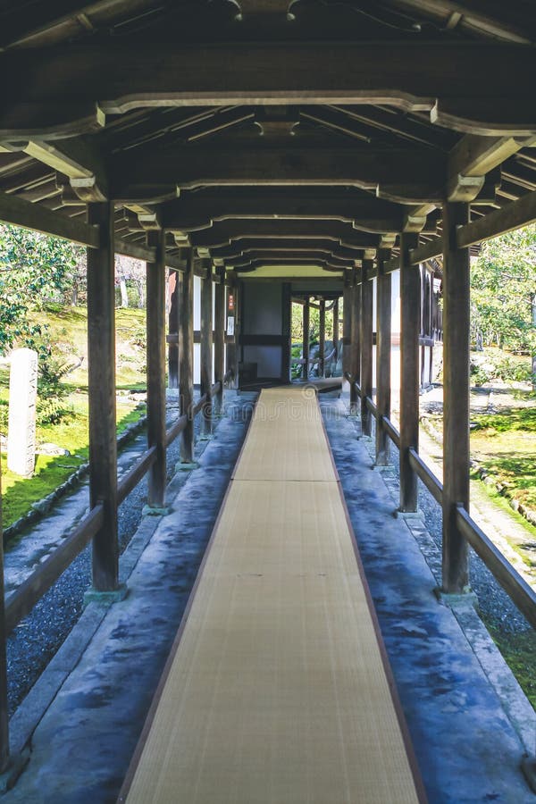 The Long Covered Corridor at Tenryu Ji Stock Photo - Image of ...