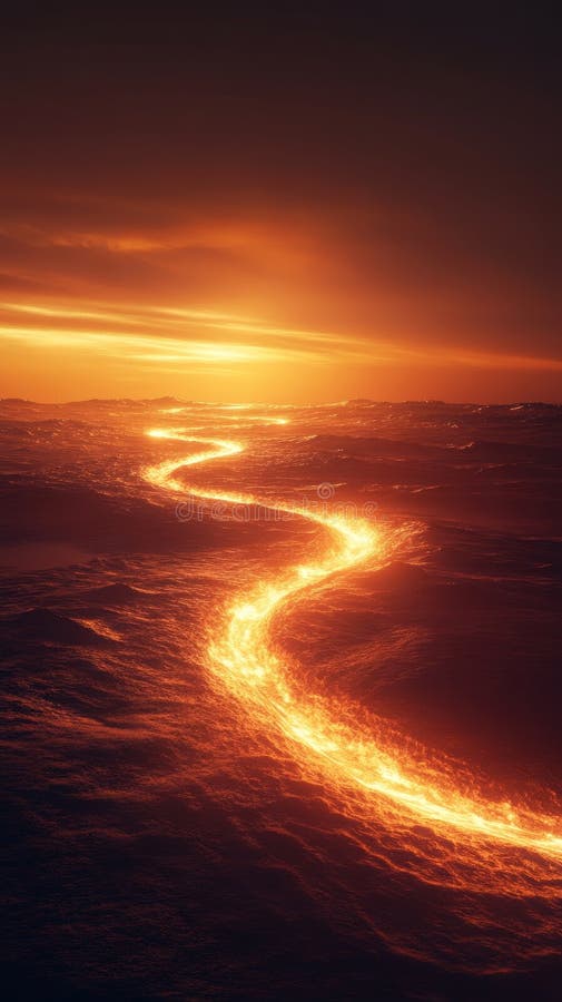 A Long, Curving Line of Fire is Seen in the Distance Stock Illustration ...