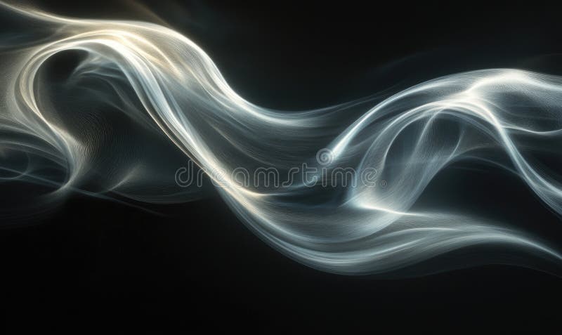 A Long, Curvy Line of Smoke is Shown in a Black Background Stock ...