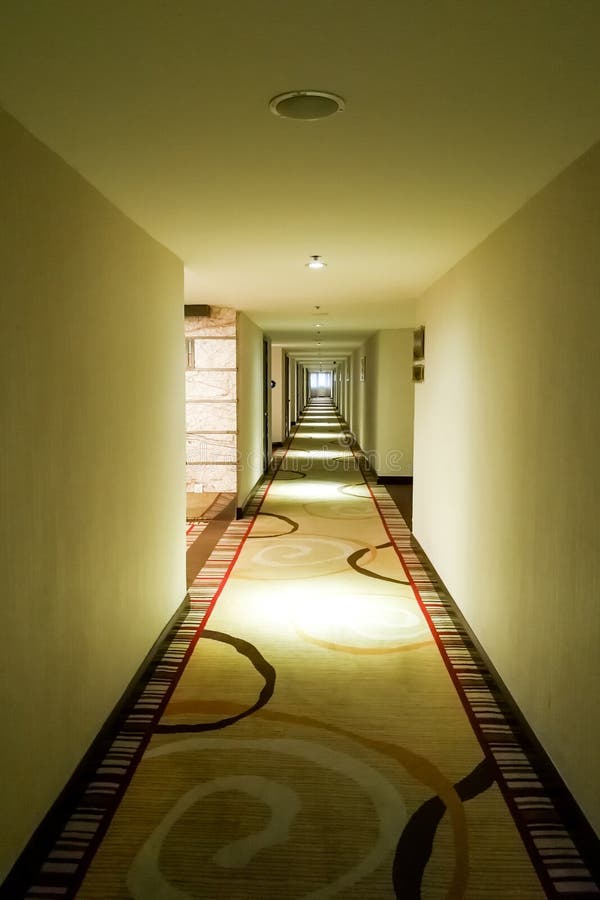 Long Dark Corridor with Light from Ceiling in Vertical Format Stock ...