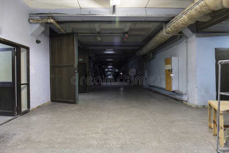 Long Dark Corridor in an Old Factory Building Stock Image - Image of ...