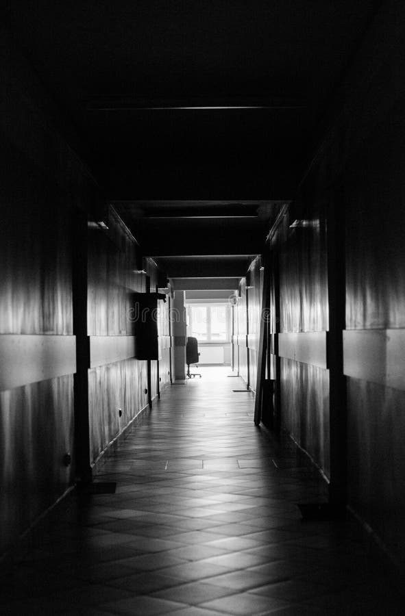 Long dark empty hallway stock image. Image of interior - 84966849