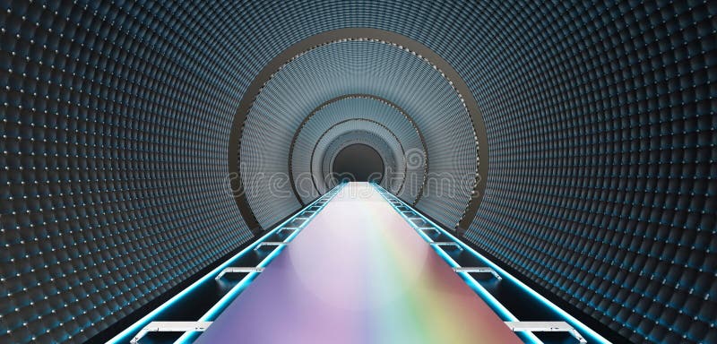 Long Dark Tunnel Pipe with Futuristic Lights Sci Fi Tunnel Hi Tech ...