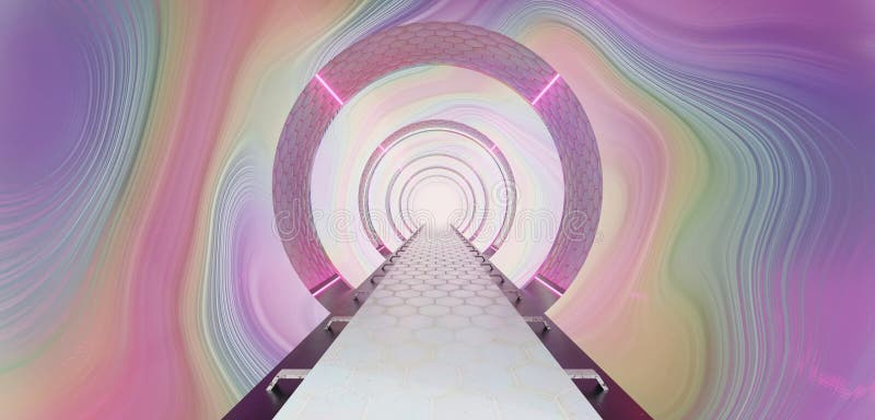 Long Dark Tunnel Pipe with Futuristic Lights Sci Fi Tunnel Hi Tech ...