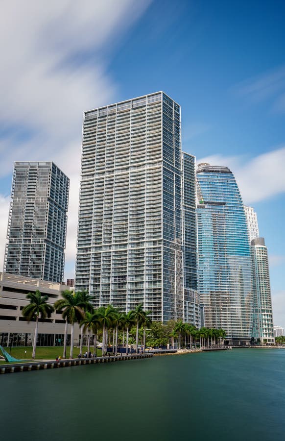 Long Day Exposure Highrise Skyscrapers Brickell Miami River Stock Image ...