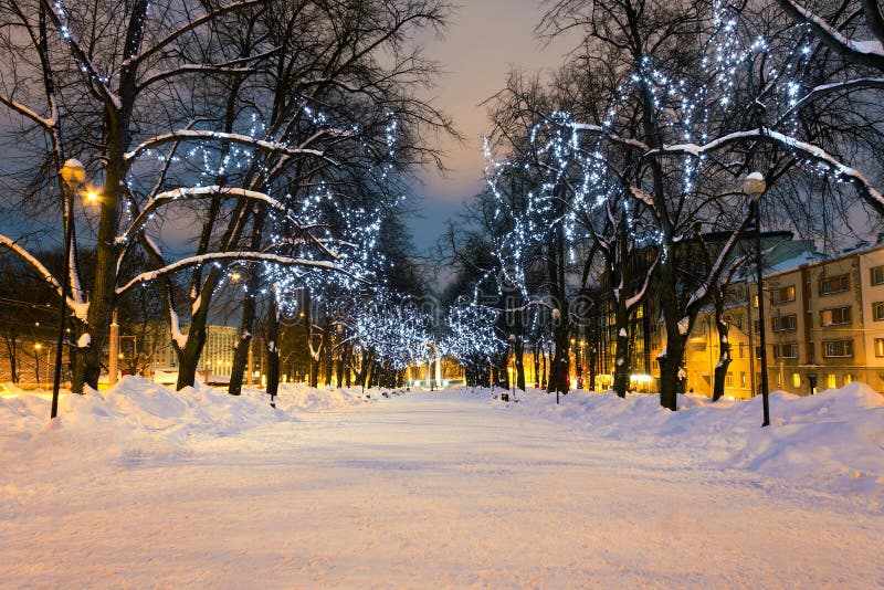 Long Decorated Alley in Tallinn, Estonia Stock Photo - Image of ...