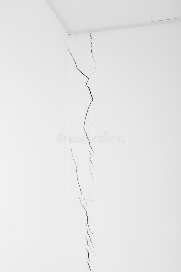 Long, Deep Crack in the White Wall. Construction Problems Stock Photo ...