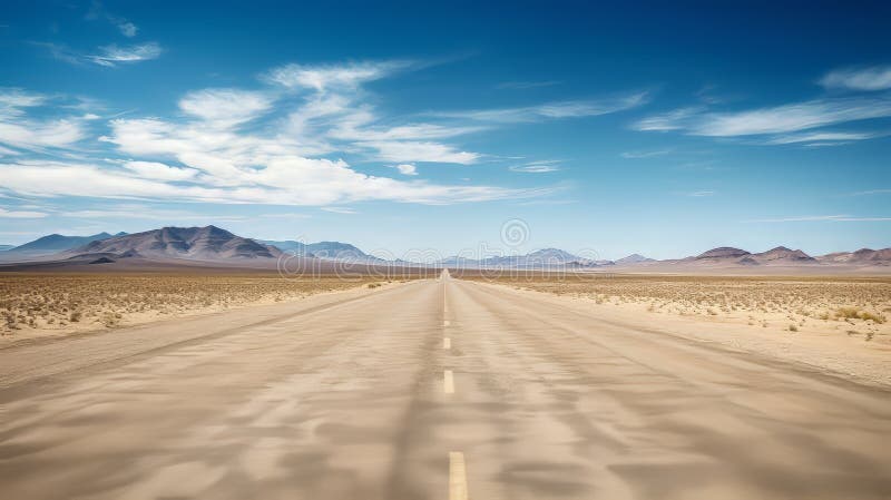 Long Desert Road Extends To the Horizon Stock Illustration ...