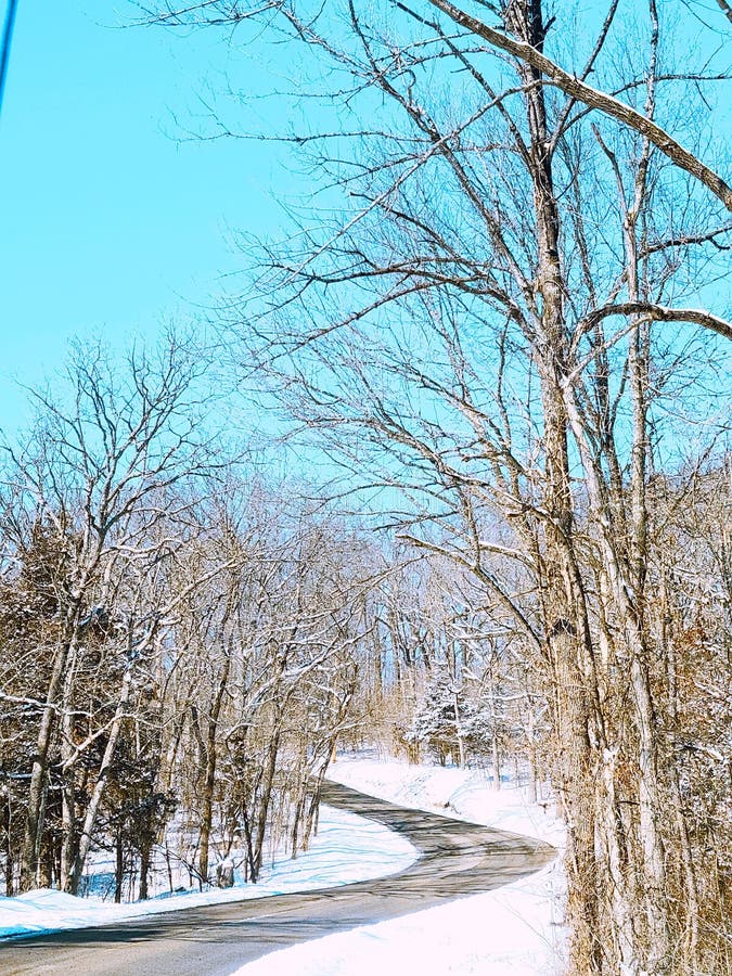 Desolate winter road stock photo. Image of season, winter - 18243886