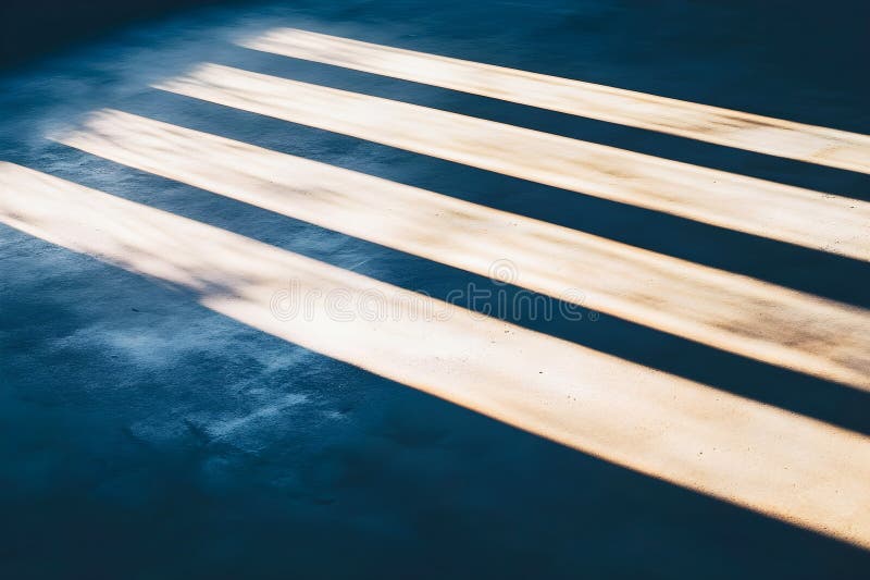 Long Diagonal Shadows Cast by Sunlight on a Textured Floor, Creating a ...