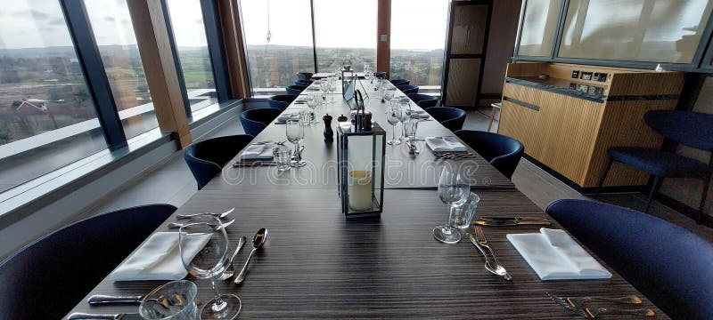 Long dining table prepared stock image. Image of candles - 269855777