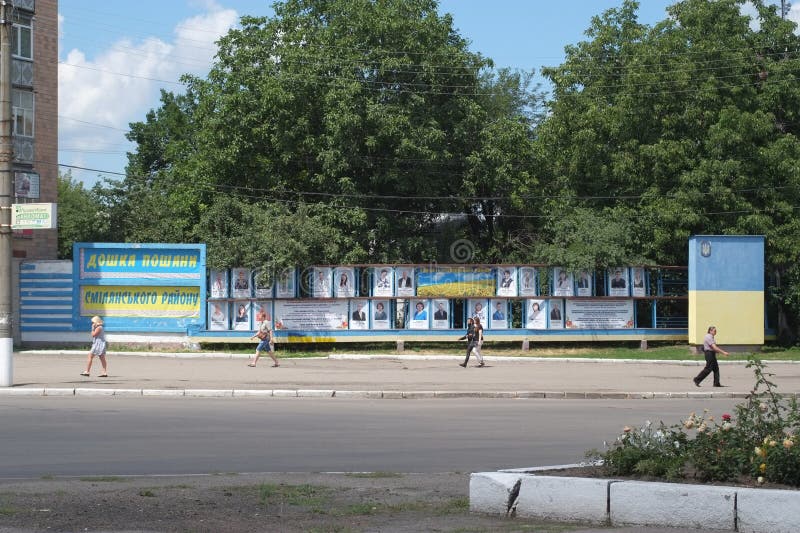 Board of Honour in Center of Smila. Ukraine Editorial Photography ...