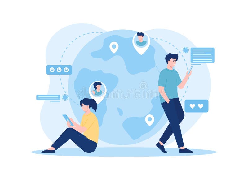 Long Distance Relationship Chat Concept Flat Illustration Stock Vector ...