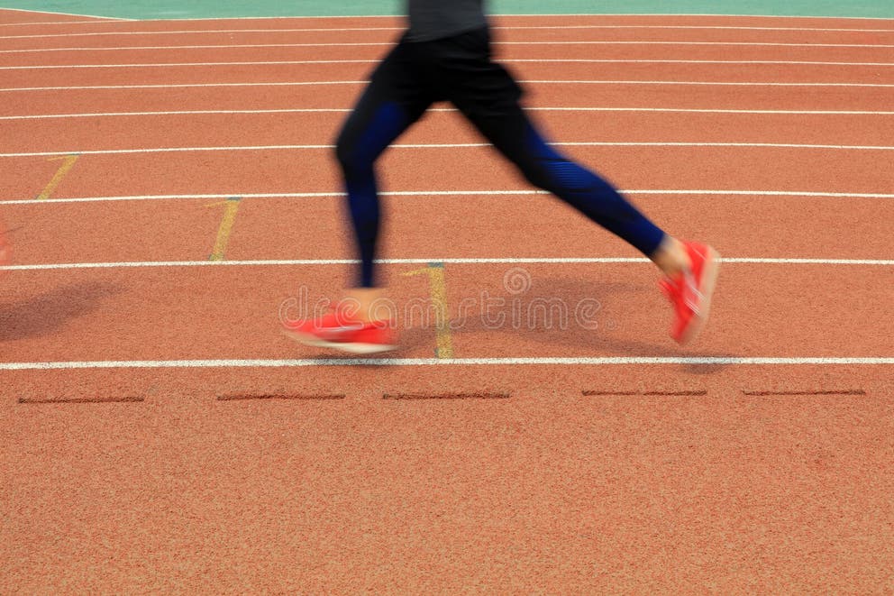 Long Distance Runners are Running on the Track Stock Image - Image of ...