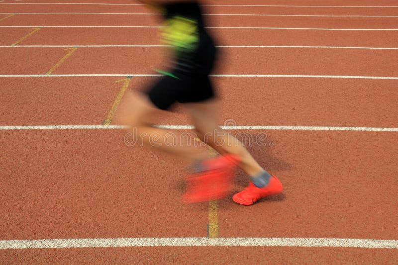 Long Distance Runners are Running on the Track Stock Image - Image of ...