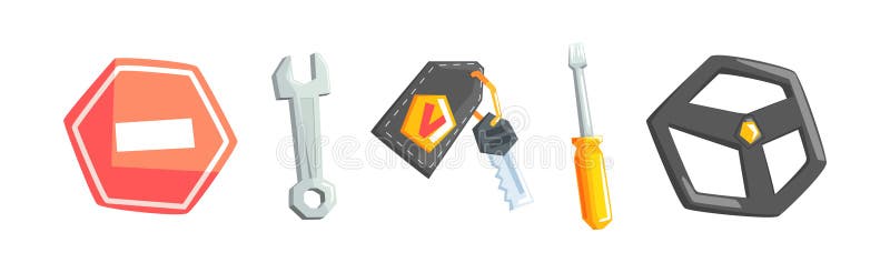 Long-Distance Trucker Job Tool and Object Vector Set Stock Vector ...