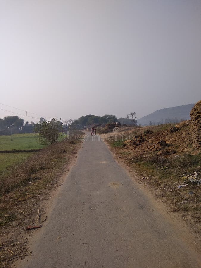 A Long Distant Road of Village Good Stock Image - Image of long ...