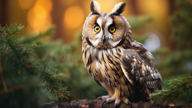 Long-eared Owl Looking Forward with Wide Opened Eyes Stock Image ...