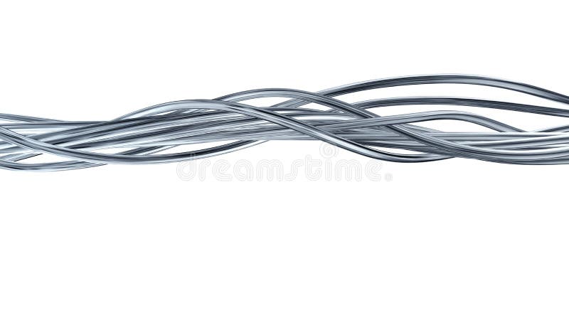 Long Electric Wires without Cover Isolated on White Stock Illustration ...